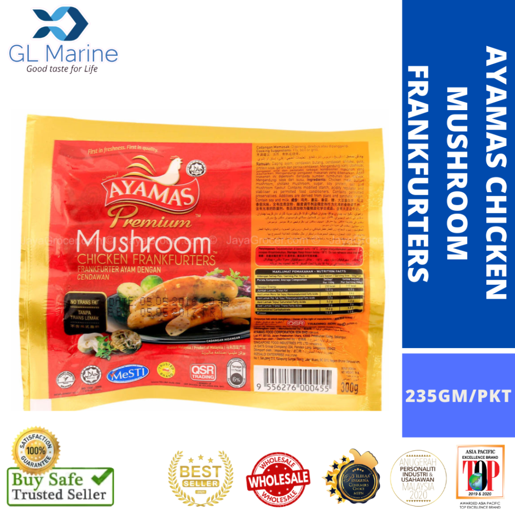 Ayamas Brand Chicken Mushroom Frankfurters { 235GM / PKT } - GL MARINE ...